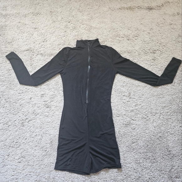 Missguided | Pants & Jumpsuits | Missguided Black Long Sleeve Zip Front ...